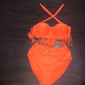 Neon Orange | Swim | Neon Hot Orange Xxxl Bikini Straplessneckunderwire ...